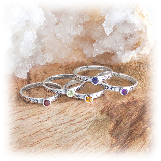 Gemstone Stacking Ring ~ Sunburst – Silver Element Jewelry
