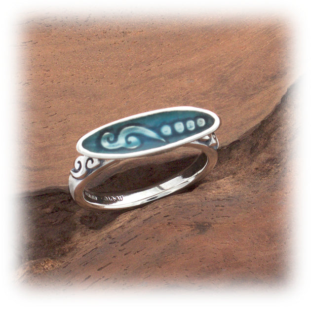 Resin Center Ring - Dotted Scroll – Silver Element Jewelry