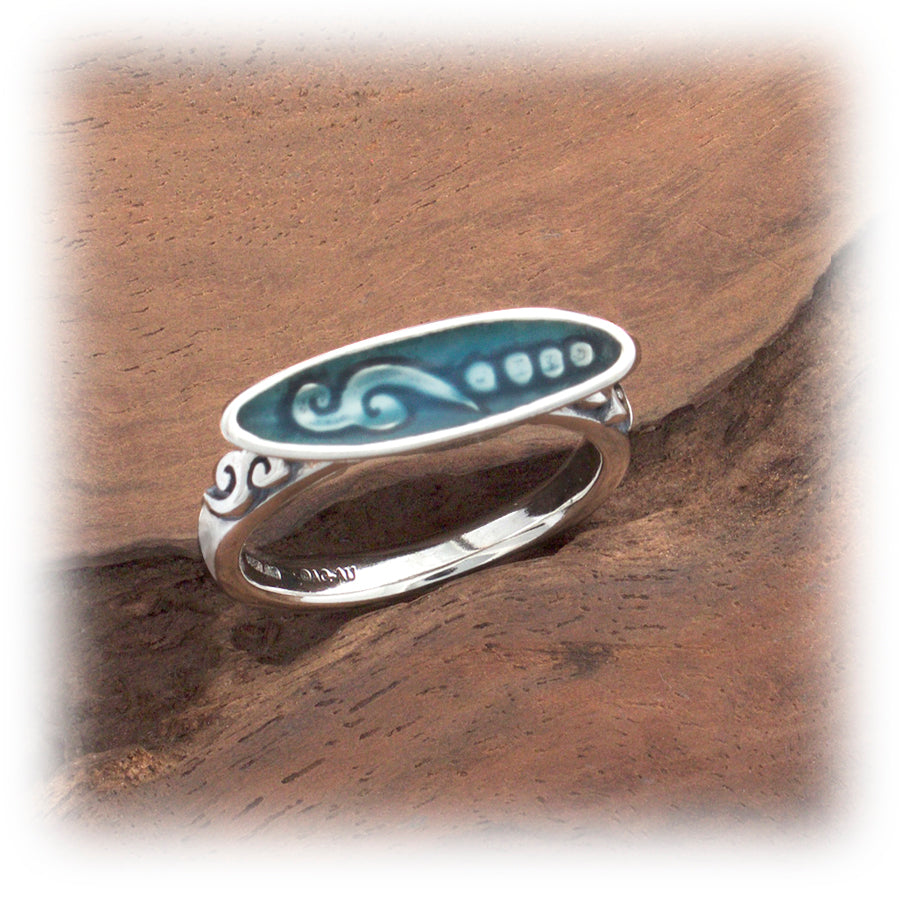 Resin Center Ring - Dotted Scroll – Silver Element Jewelry